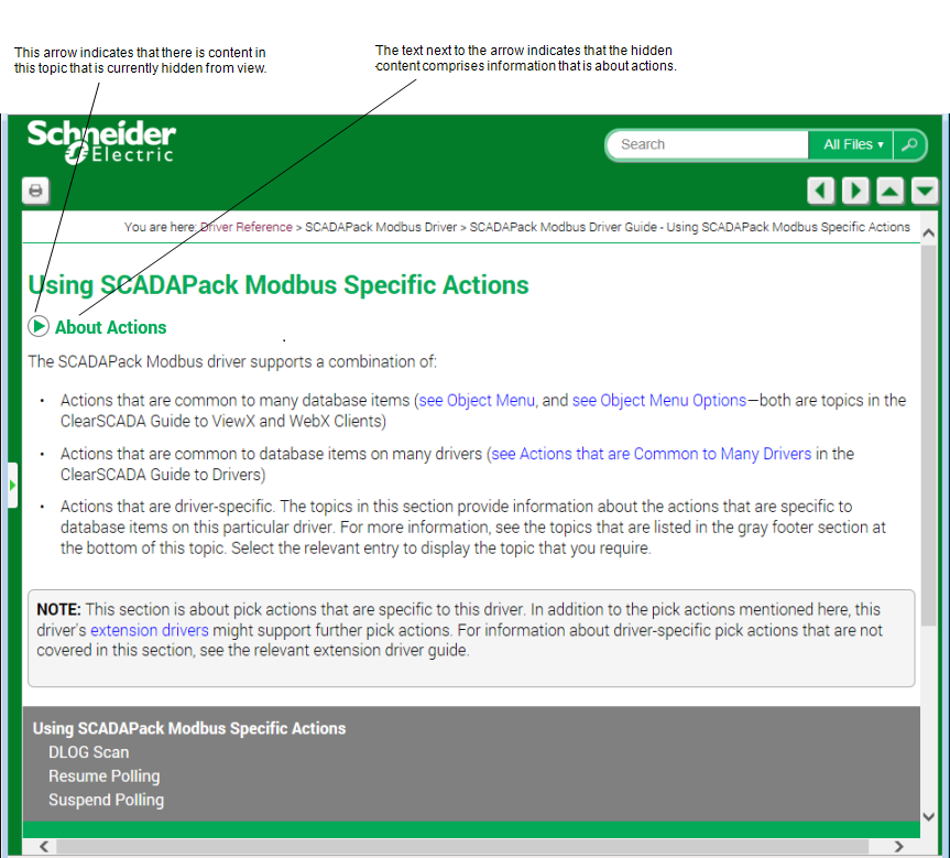 Using Help Guide - Text Display Area (ClearSCADA Help)